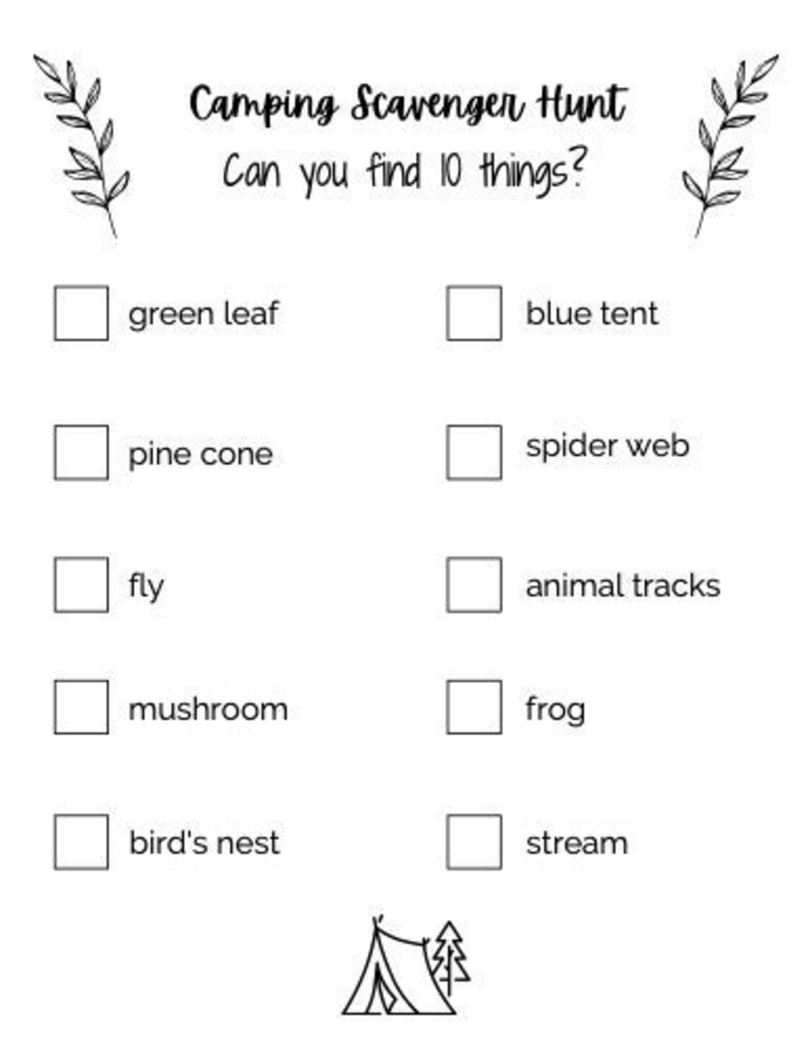 Camping Scavenger Hunt Printable - Etsy