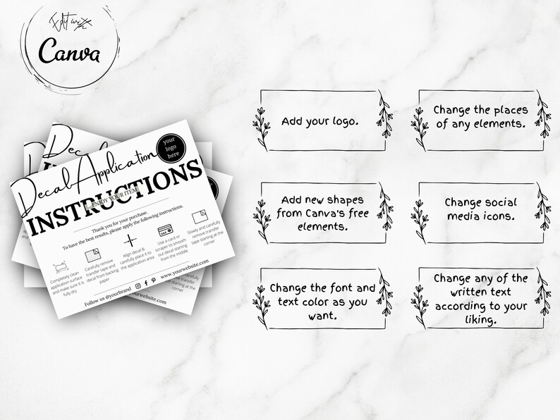 Printable Vinyl Car Decal Care Card Instructions Decal Application ...