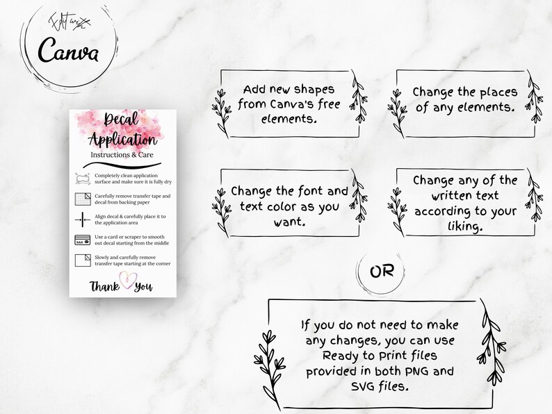 Decal Instructions Printable Vinyl Car Decal Applications Card ...