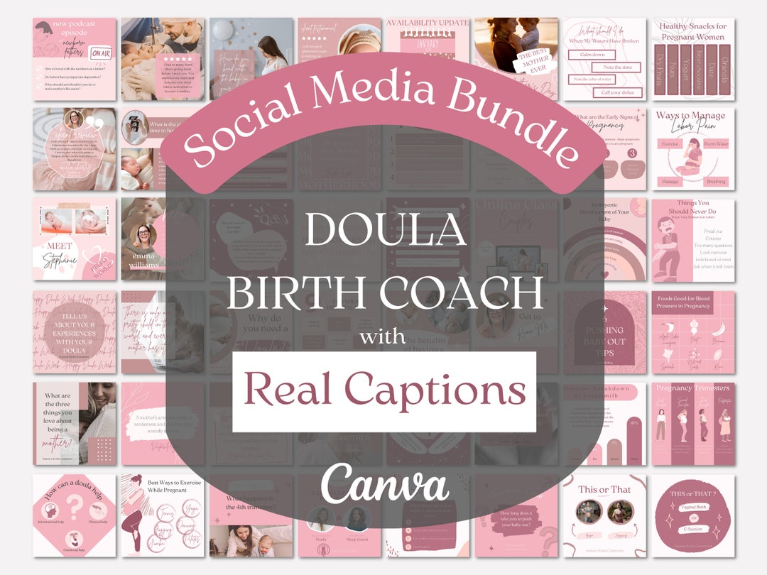 Doula Social Media Bundle Birth Coach Instagram Post Templates Captions ...