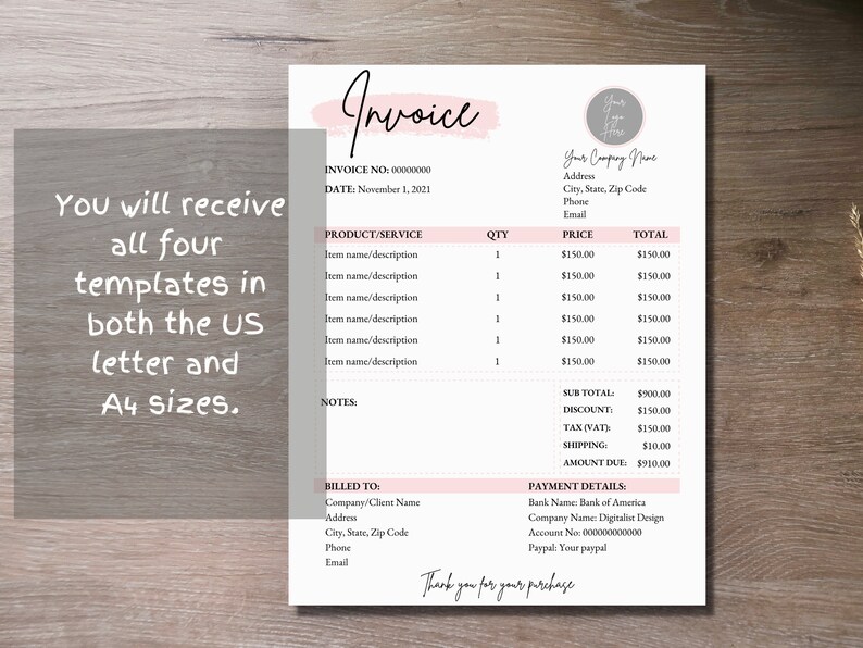 Invoice Template for Influencers Invoice Form for Bloggers - Etsy