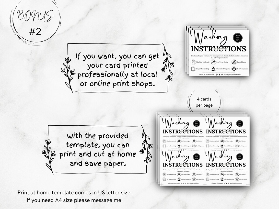 Editable Washing Instructions Card Canva Template Printable - Etsy