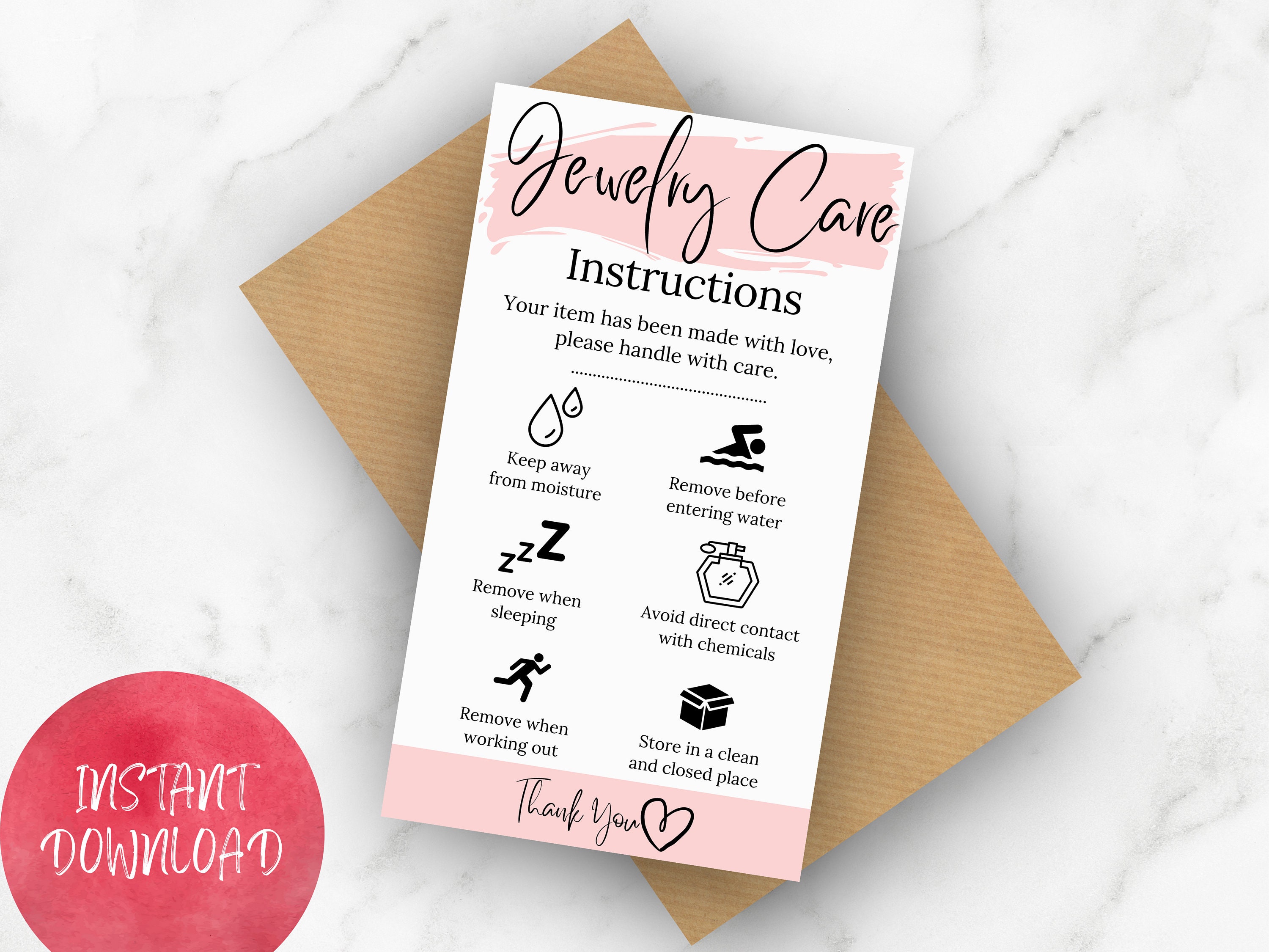 Jewelry Care Card Earring Care Card Care Instructions - Etsy