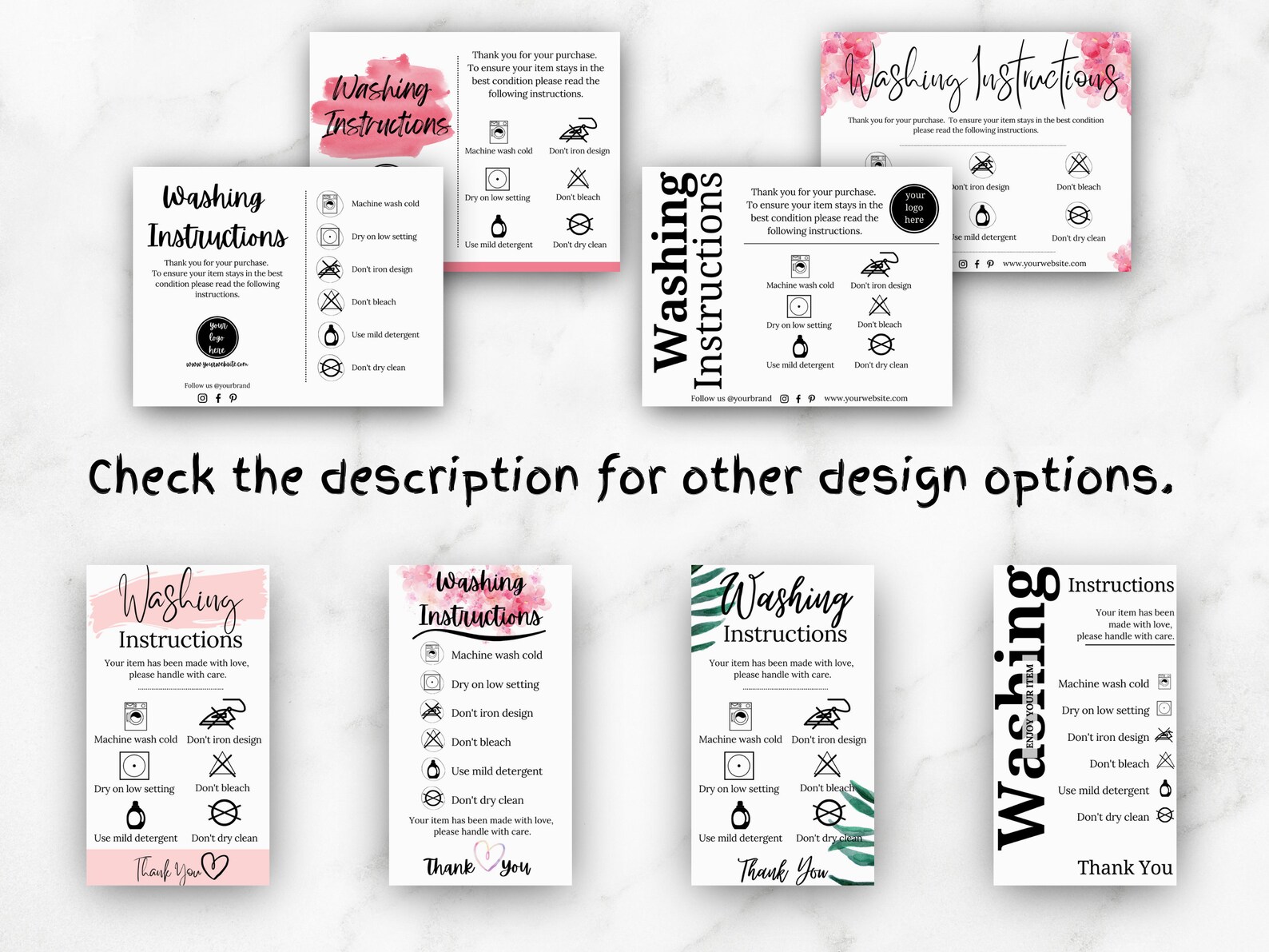 Editable Washing Instructions Card Canva Template Printable - Etsy