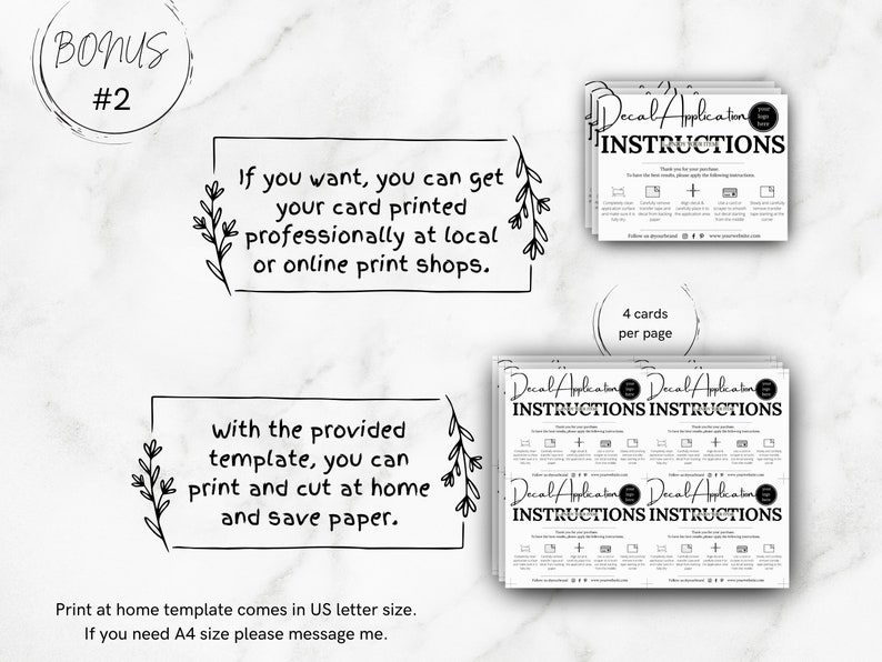 Printable Vinyl Car Decal Care Card Instructions Decal Application ...