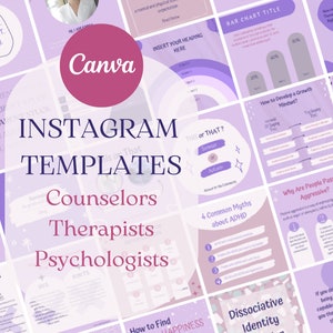 Instagram Templates for Therapist Counselor Psychologists Social Media ...