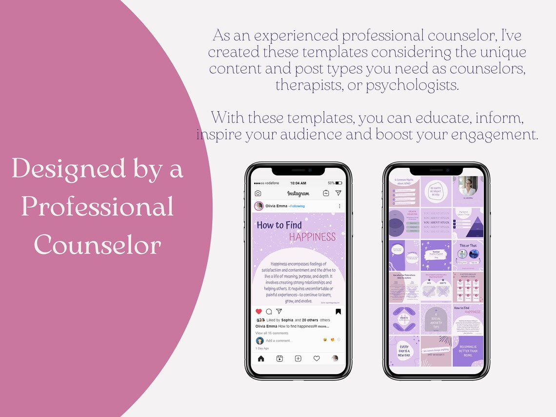 Instagram Templates for Therapist Counselor Psychologists - Etsy