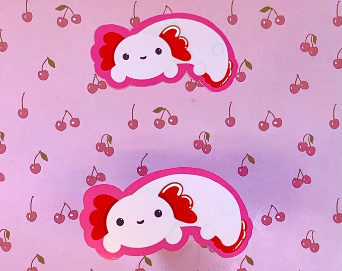 Cute AXOLOTL Salamander GLOSSY STICKER, Stationary, Perfect for ...