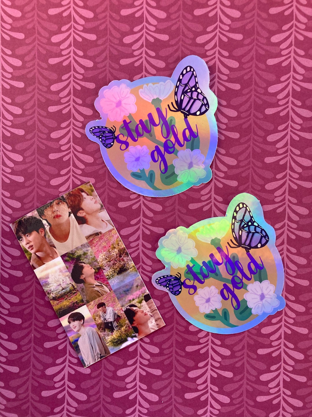 BTS Inspired STAY GOLD Holographic Vinyl Sticker Decal, Waterproof ...