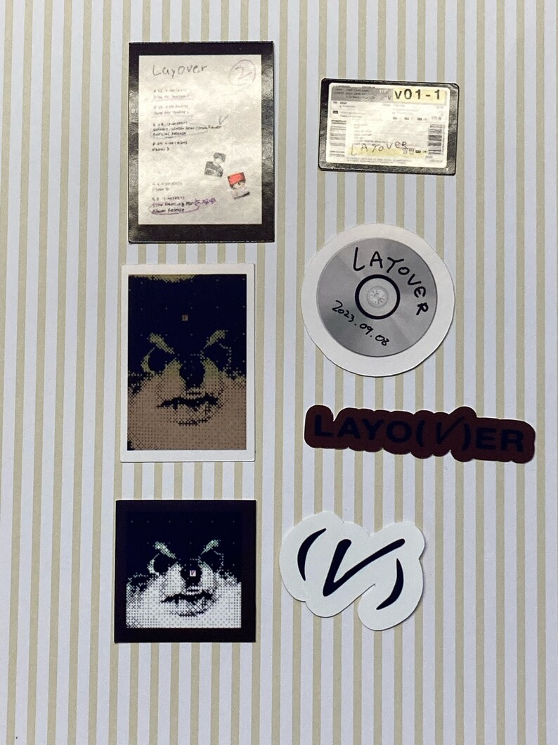 BTS Taehyung V and Yeontan Layover Stationery Glossy Sticky Pack for ...