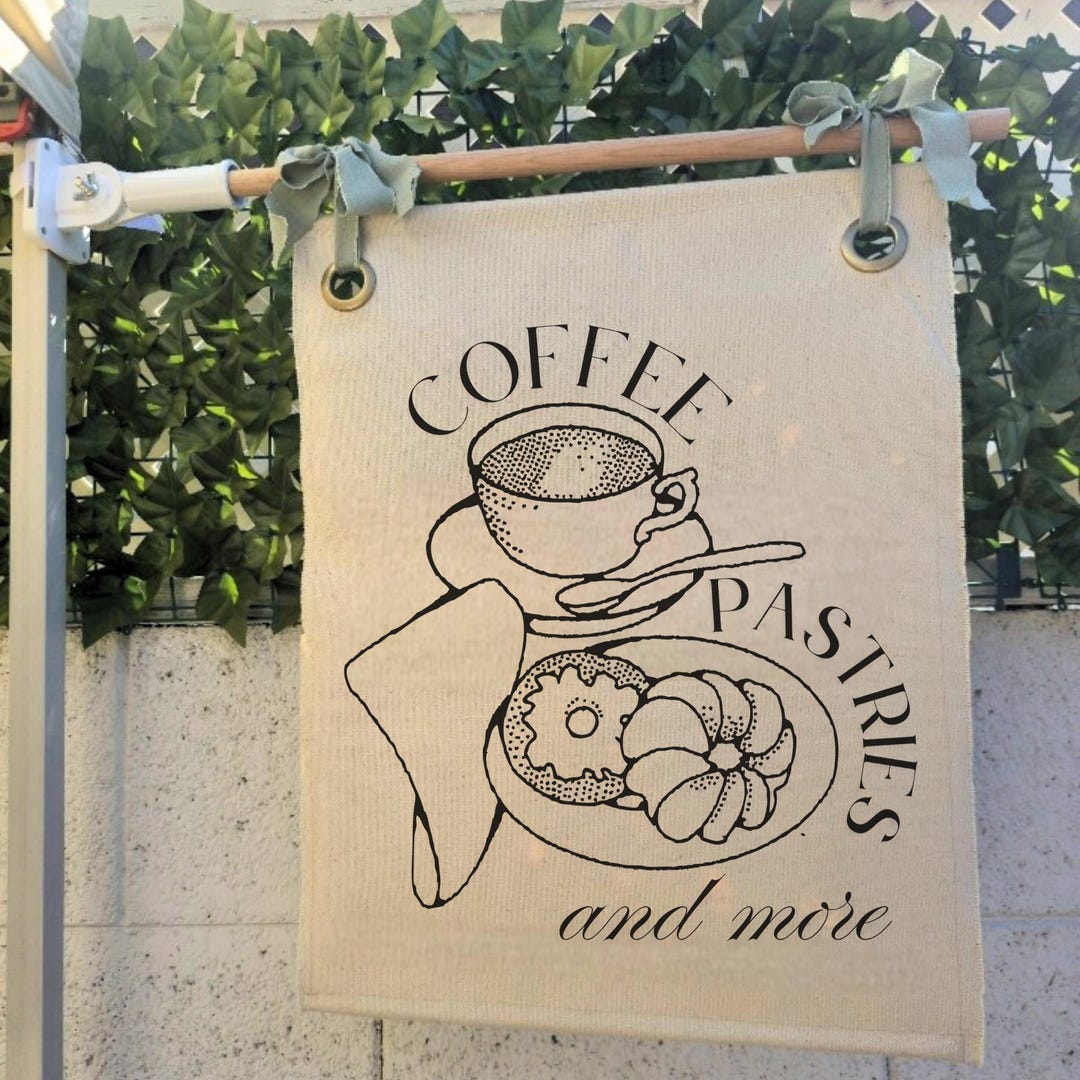 Custom Coffee Shop Canvas Flag: Market Event Sign With Pole - Etsy
