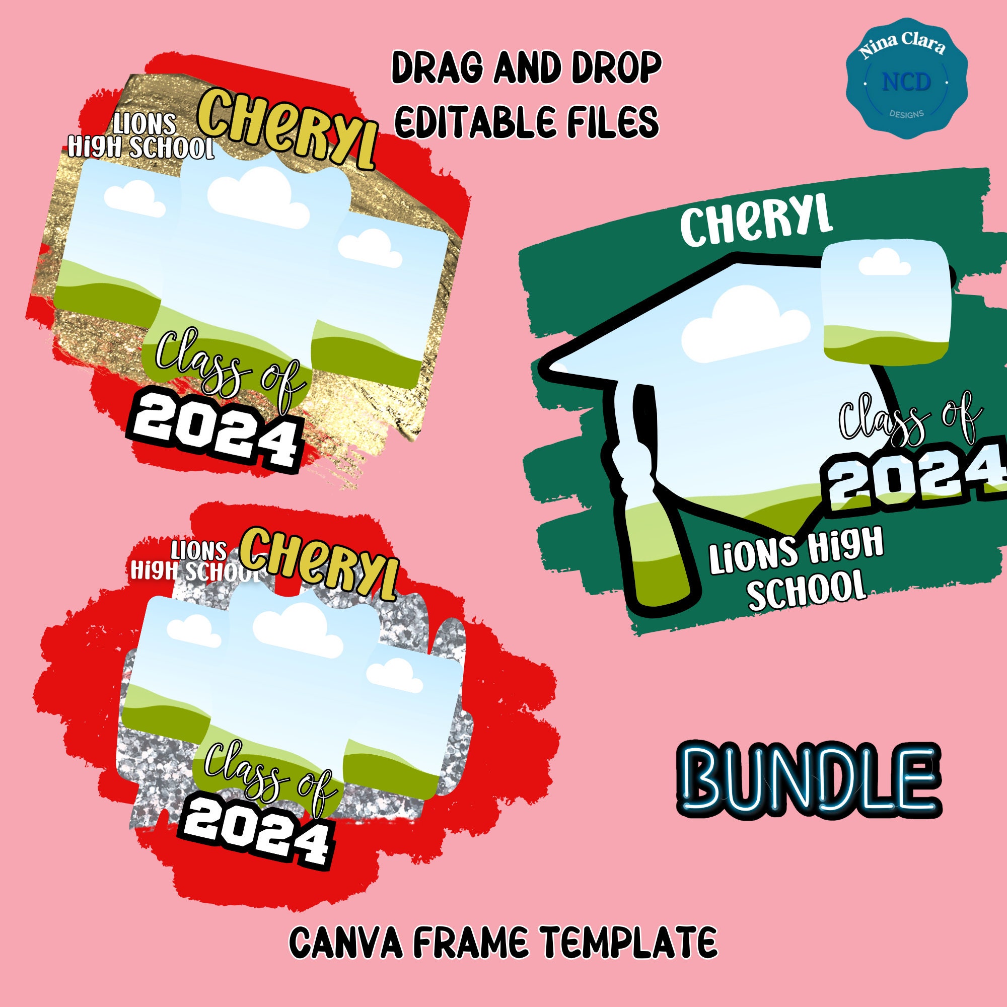 Customizable Graduation Canva Frame Template Bundle, Create Custom ...