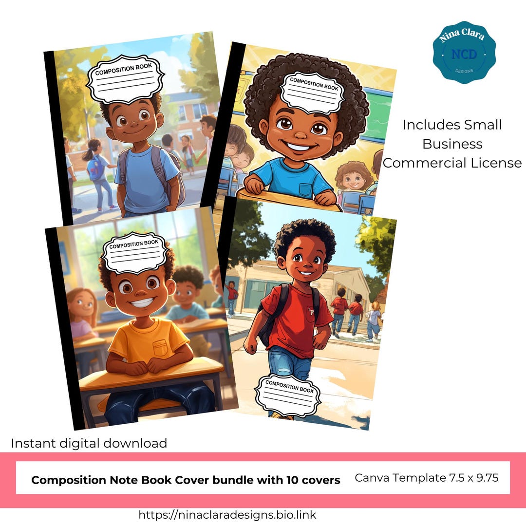 Customizable Boys Composition Cover Template | Digital Illustration ...