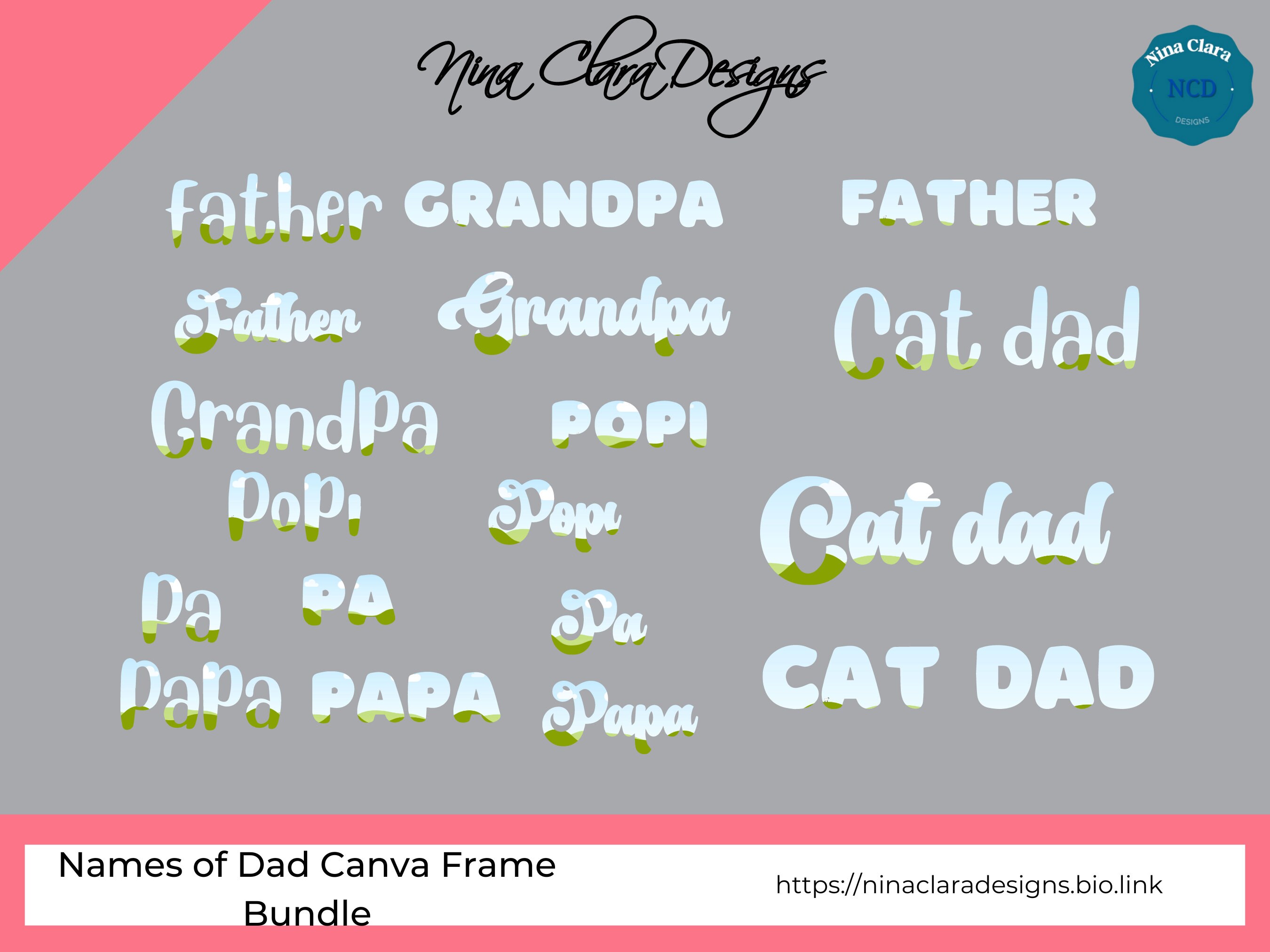Custom Canva Frame Dad Names SVG, Dad Doodle Names, Father Drag and ...