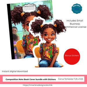 Cute African American Girl Back-to-school Digital Composition Book ...