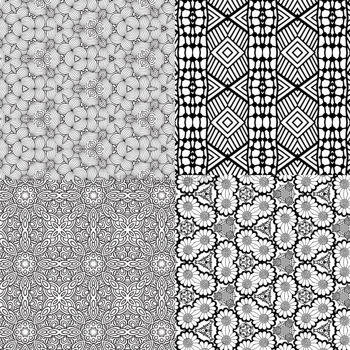 Black and White Digital Paper Seamless Designs for - Etsy