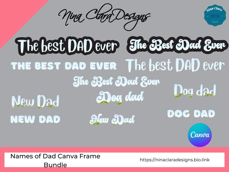 Dad Names Canva Frame SVG Bundle: Father's Day Doodle (digital Download ...