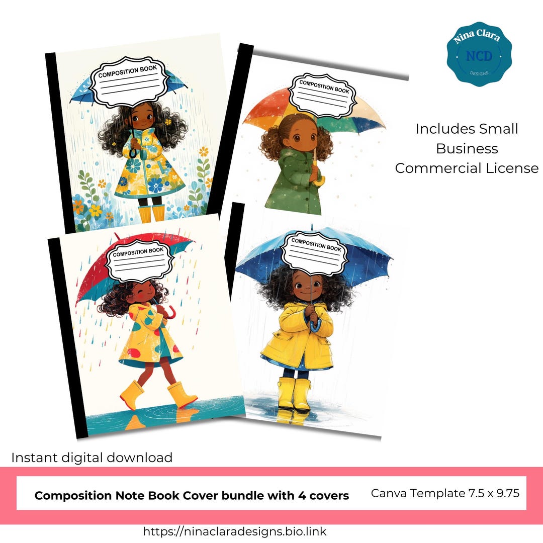 Cute Composition Book Covers | Kids Rainy Day Art | DIY Notebook PNG ...