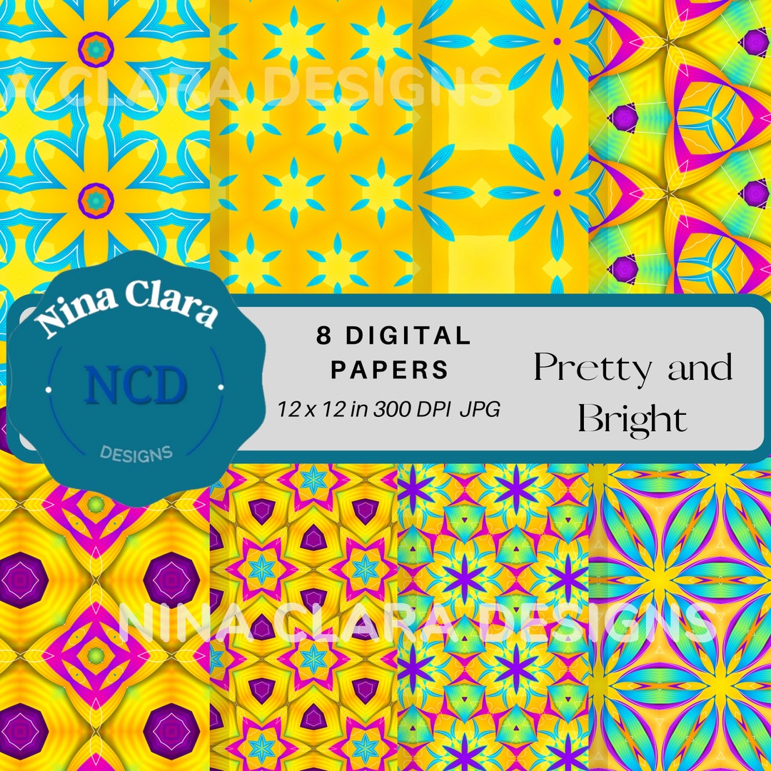 Retro Bright Colors Digital Paper Pack, Seamless Patterns - Etsy