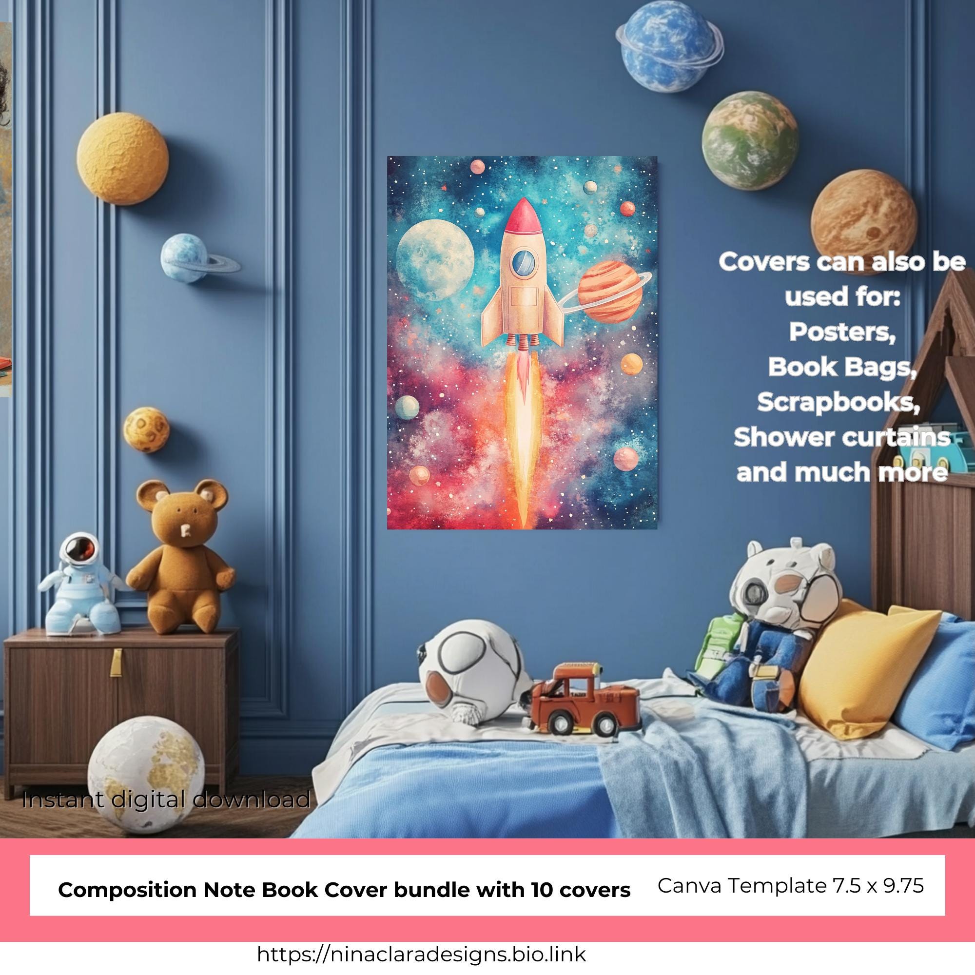 Customizable Boys Composition Cover Template | Digital Illustration ...