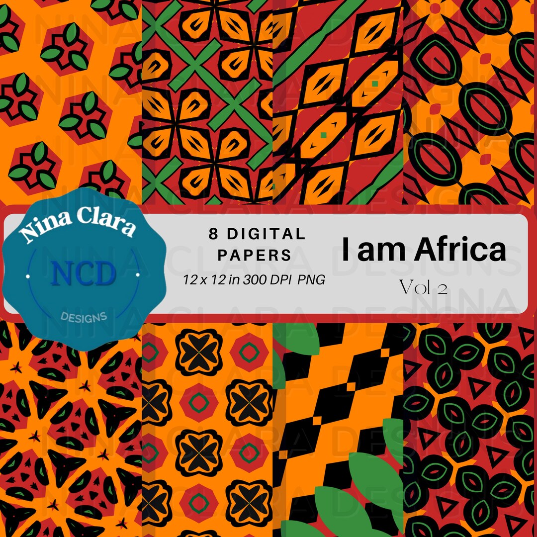 African Colors, Digital Paper Pack, Seamless for Printables, Instant ...