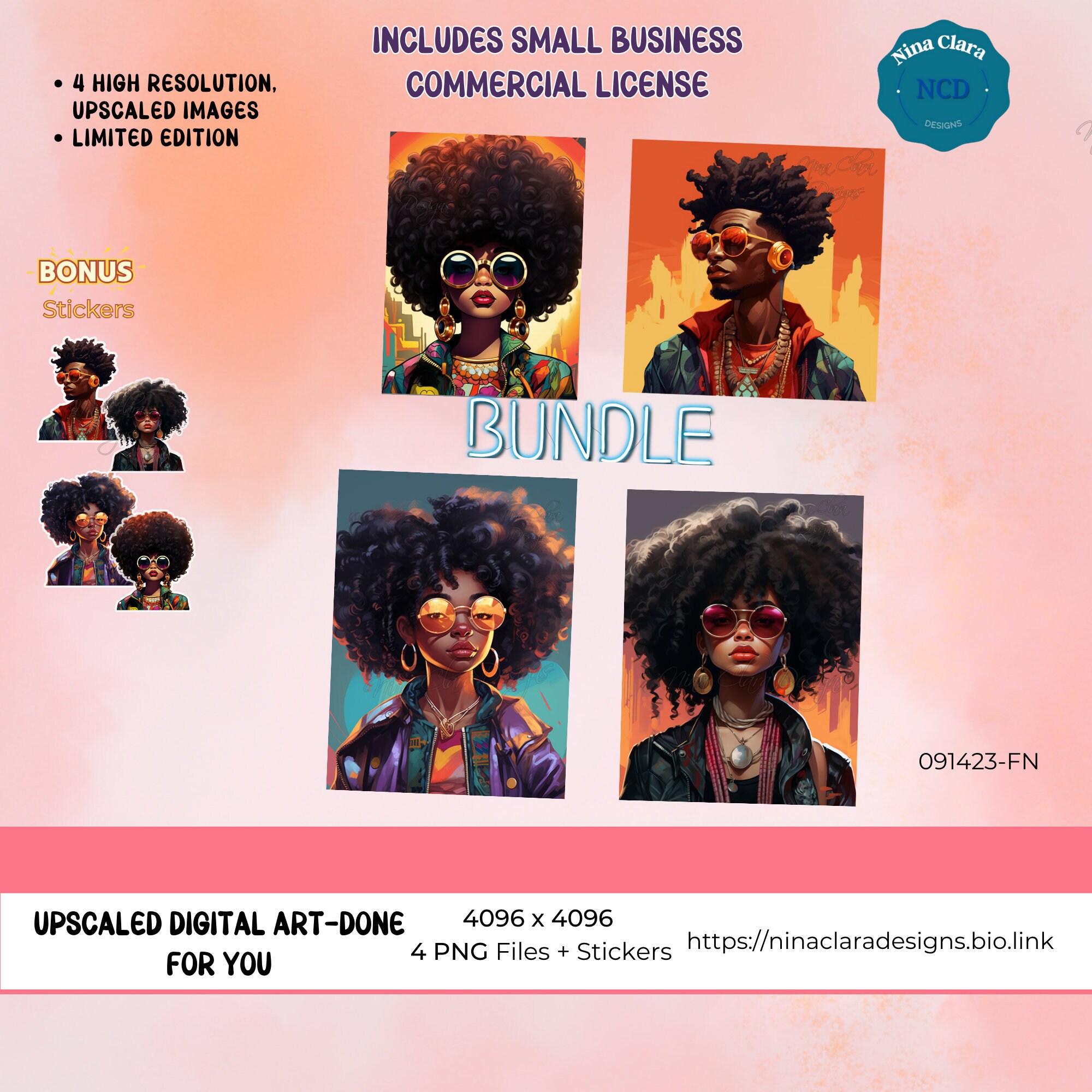 Midjourney Art of Afro Punk Kids Clipart, Sublimation Designs, Journal ...