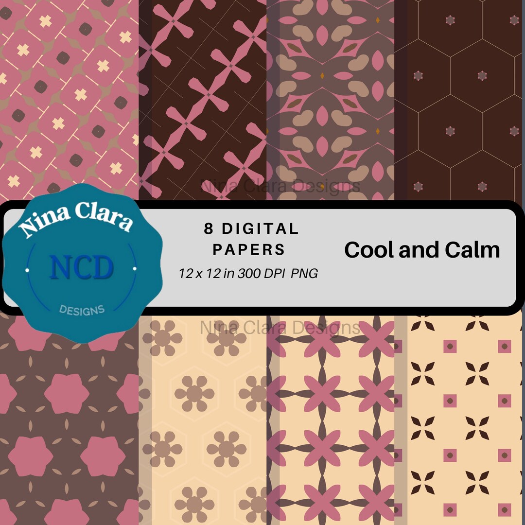 Soft Pink and Brown Digital Paper, Scrapbooking Papers, Surface Design ...