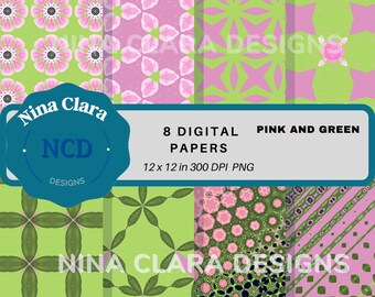 Digital Paper Pack Personal and Commercial Use Pink Blue and - Etsy