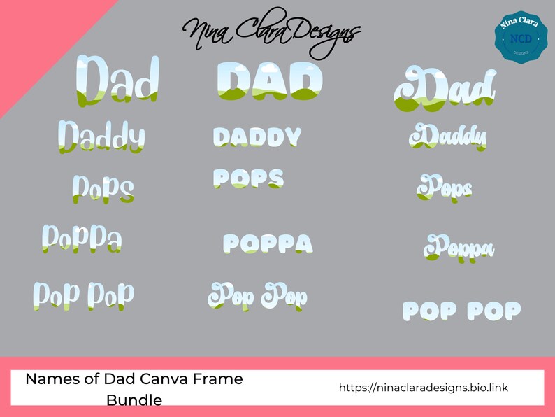 Custom Canva Frame Dad Names SVG, Dad Doodle Names, Father Drag and ...