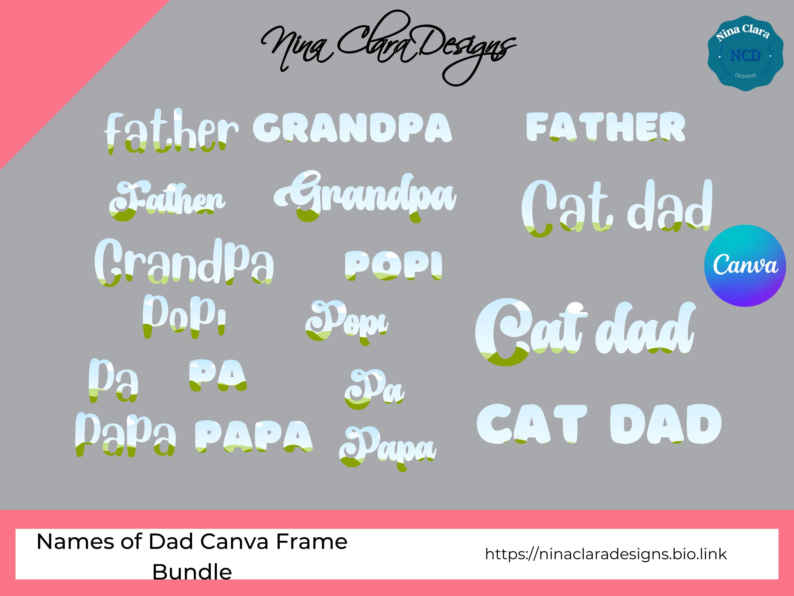 Custom Canva Frame Dad Names SVG, Dad Doodle Names, Father Drag and ...