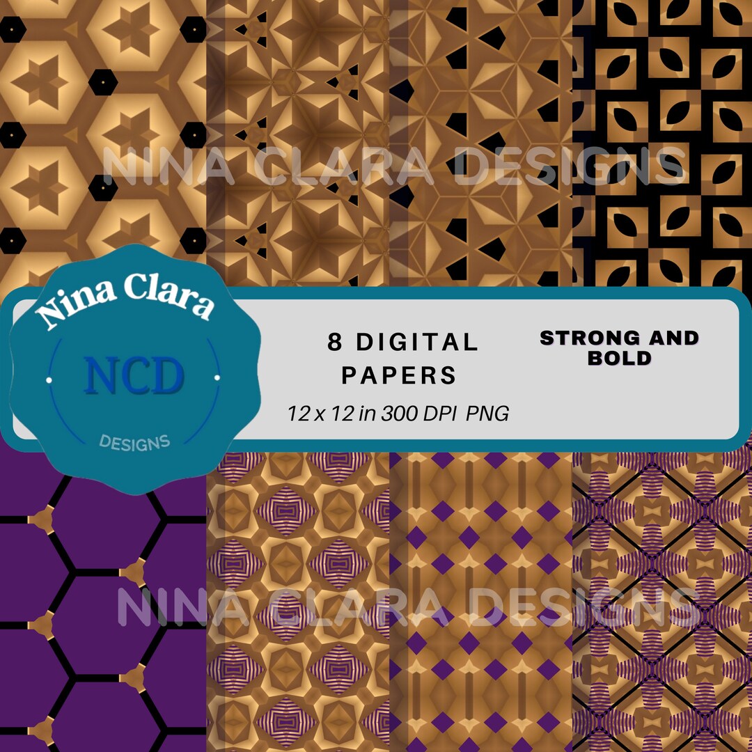 Seamless Digital Paper, Purple and Gold, Digital Paper Pack ...