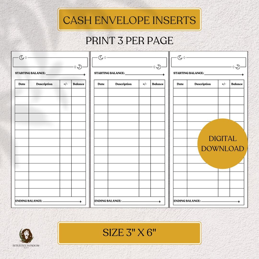 Cash Envelope Inserts Printable * Budgeting Insert * Cash Envelope ...