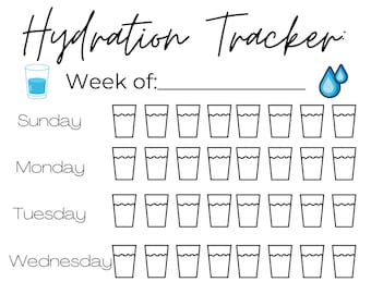 Hydration Status - Self Assessment Checklist, Daily Hydration Tracker ...