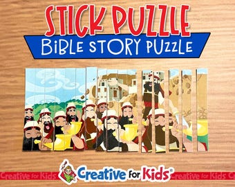 Joshua and the Walls of Jericho Stick Puzzle: Bible Story Printable ...