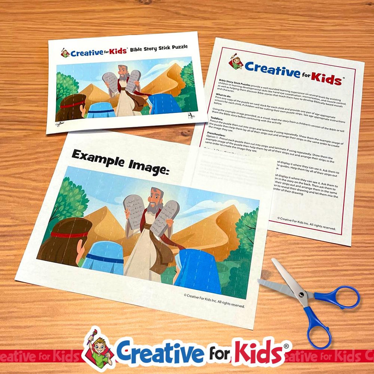 Moses and the Ten Commandments Stick Puzzle: Digital Bible Printables ...