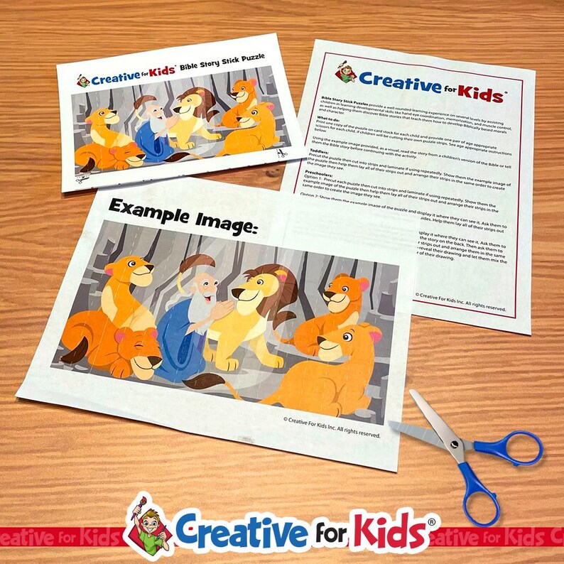 Daniel in the Lions Den Stick Puzzle: Digital Bible Printables for ...