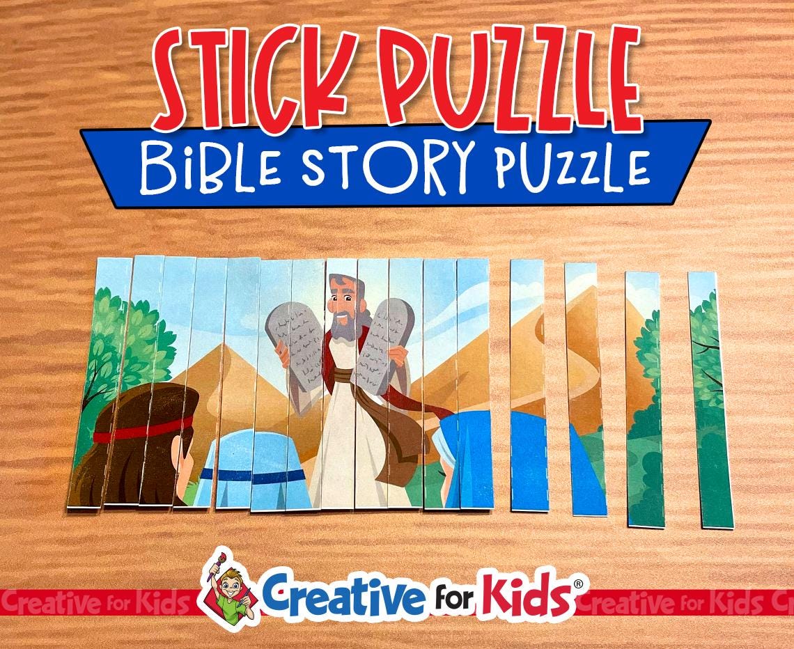 Moses Bible Story Stick Puzzle: Sunday School Printable (digital ...