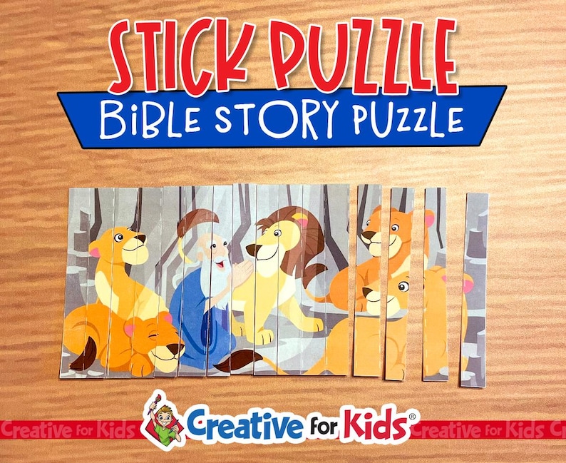 Daniel in the Lions Den Stick Puzzle: Digital Bible Printables for ...