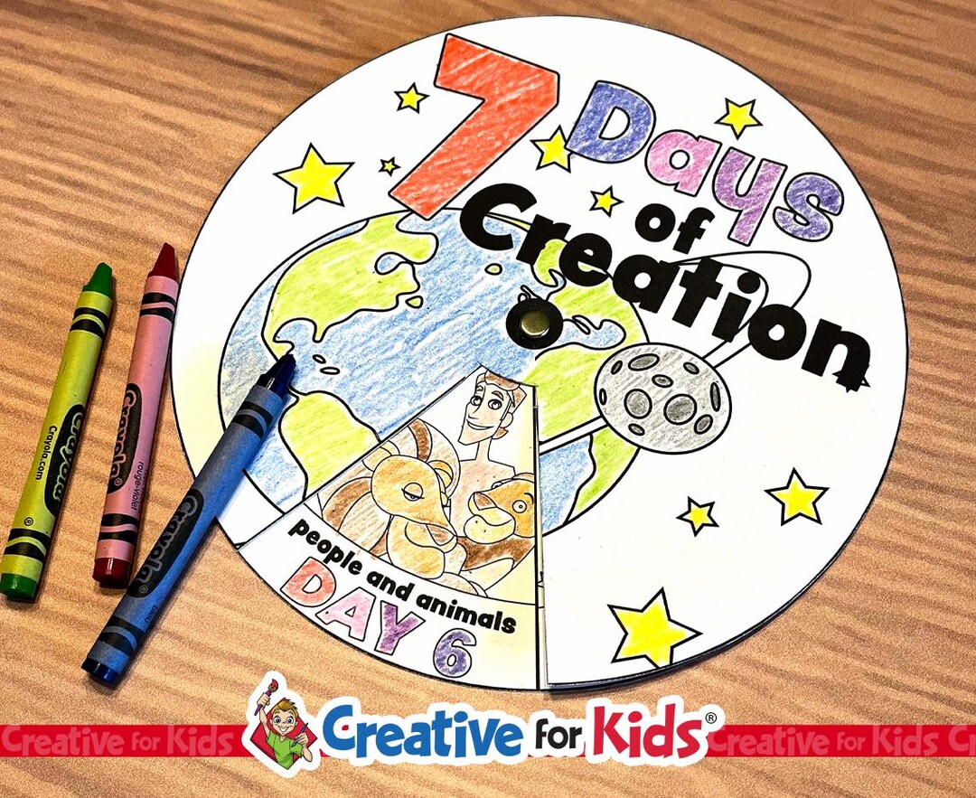 7 Days Creation Coloring Wheel: Interactive Bible Craft Digital ...