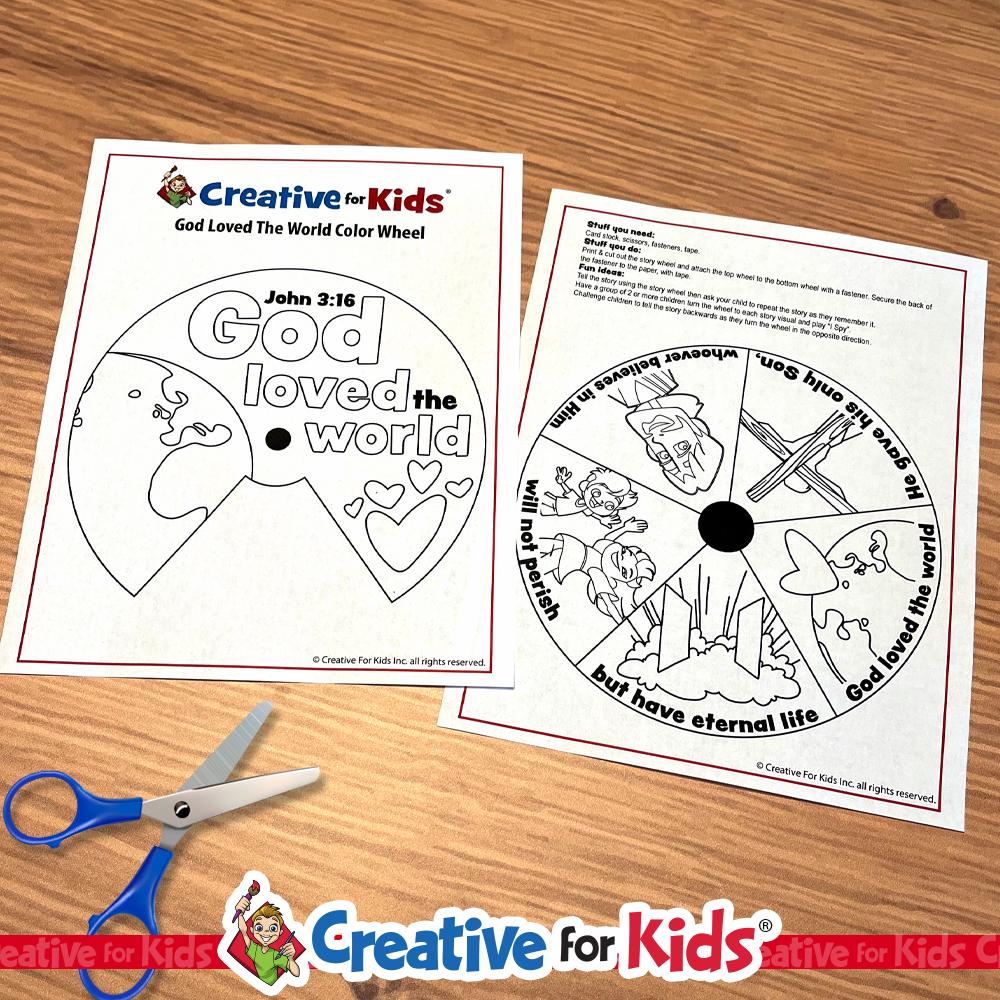 For God so Loved the World Spinner Wheel - John 3:16 Coloring Page ...