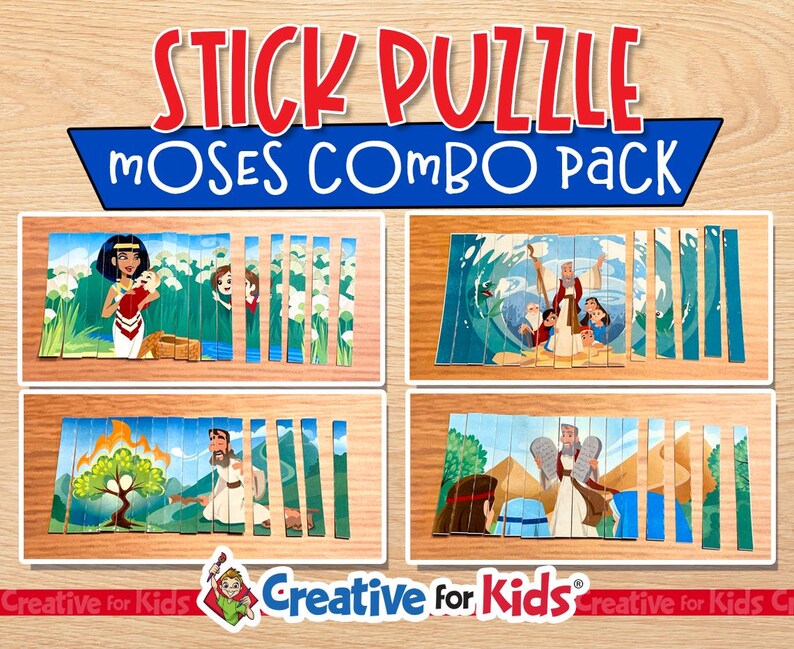 Moses Bible Story Stick Puzzle: Sunday School Printable (digital ...