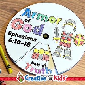 Armor of God Coloring Page Spinner Wheel - Printable Bible Craft for ...