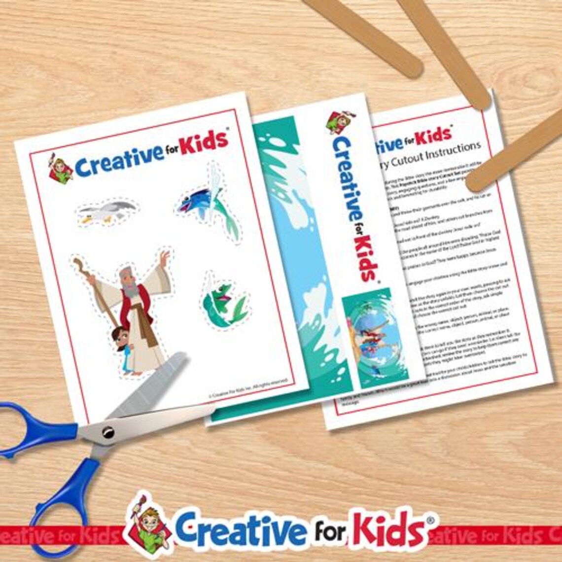 Moses Parts Sea Puppet Printable: Sunday School Bible Story (digital ...