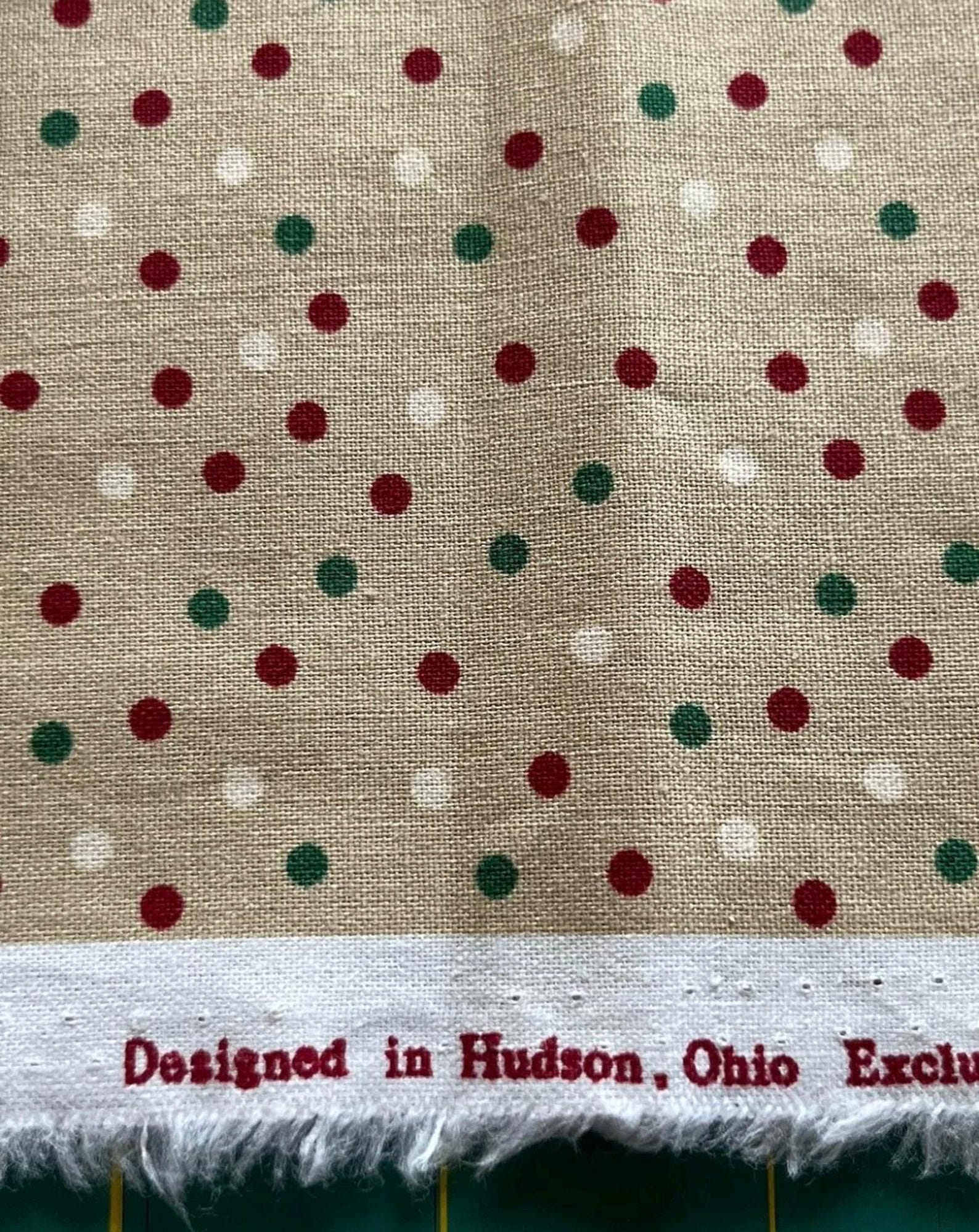 Polka Dots - Red Green White on Tan Quilt Fabric Joann Exclusive 2 1/2 ...