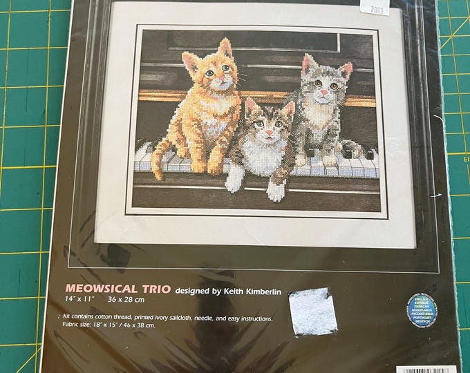Dimensions Stamped Crossstitch, Meowsical Trio, Cats Kit - Etsy