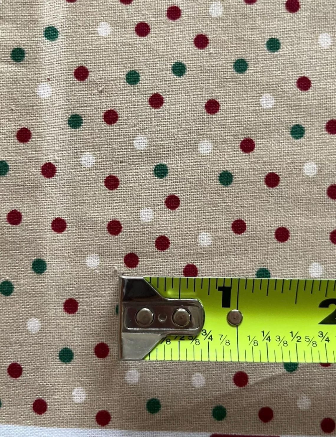 Polka Dots - Red Green White on Tan Quilt Fabric Joann Exclusive 2 1/2 ...
