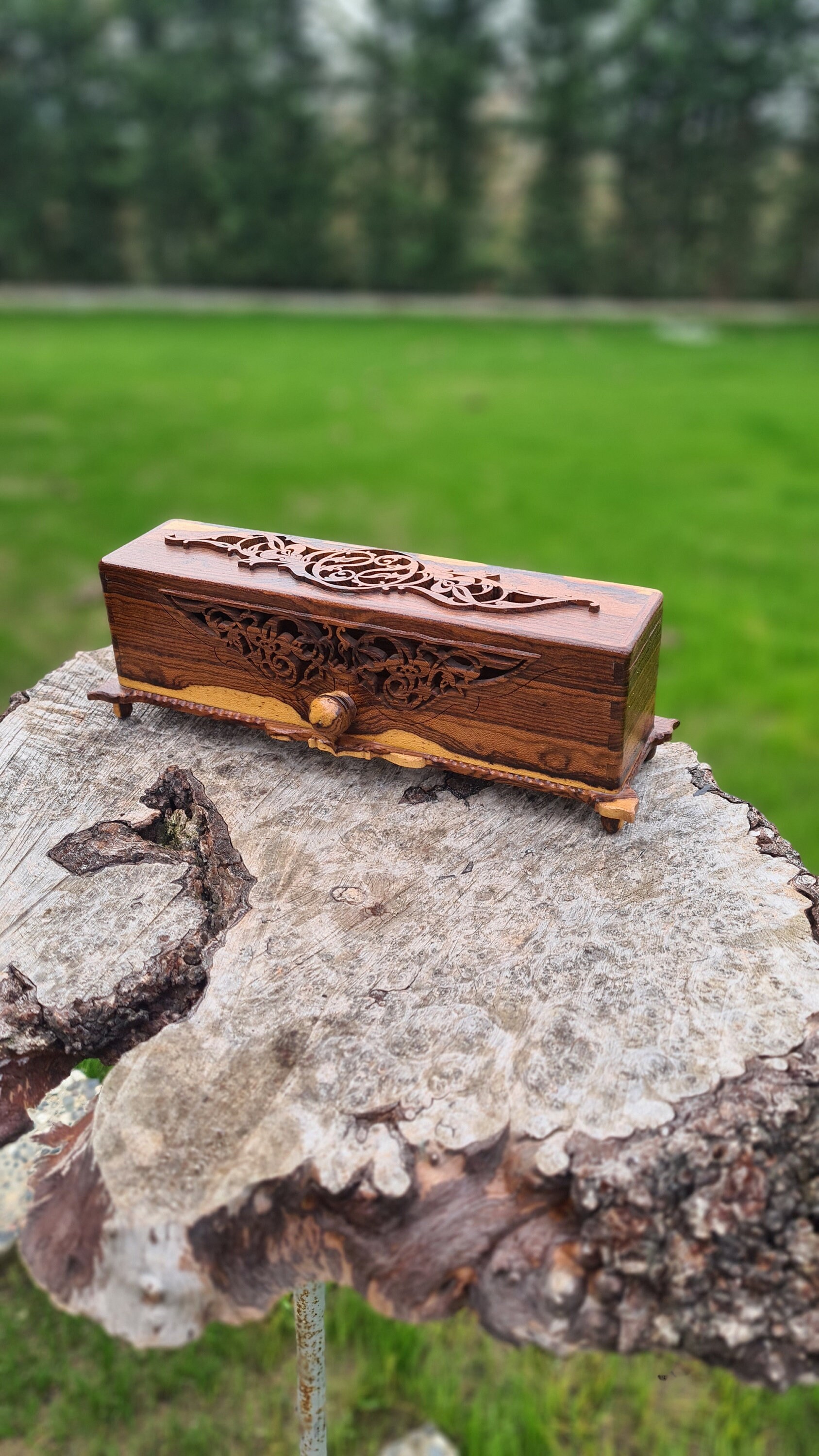 Handcarved Bocote Burl Jewelry Box, Christmas Gift - Etsy