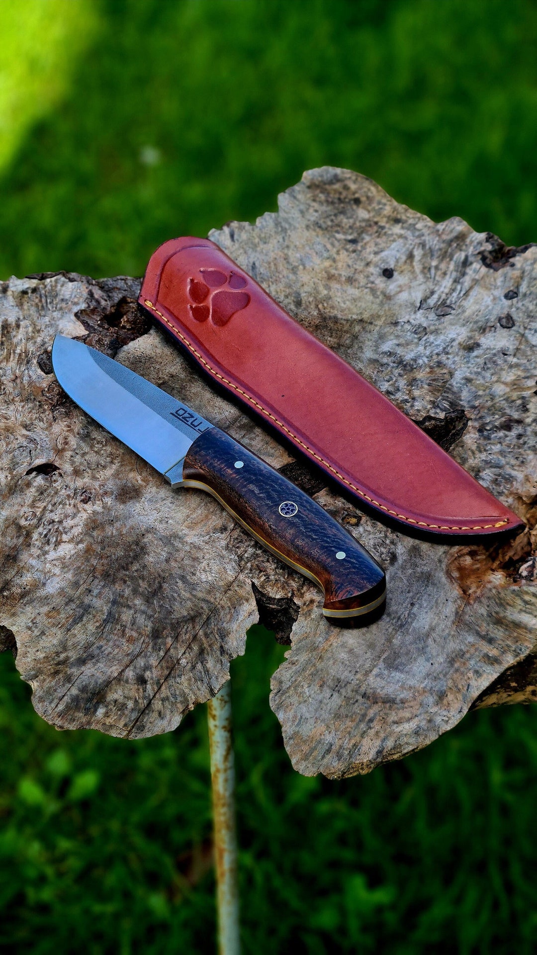 N690 Steel Knife, Stabilized Plane Wood, Gift for Him, Christmas Gift ...