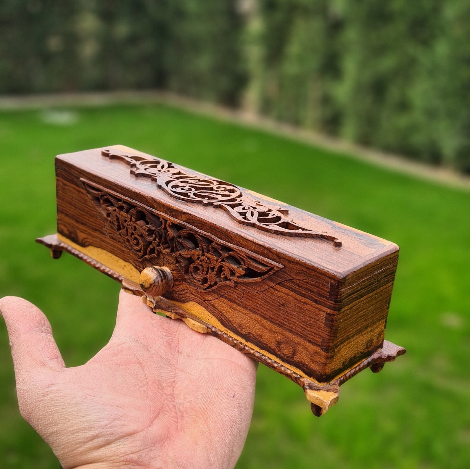 Handcarved Bocote Burl Jewelry Box, Christmas Gift - Etsy