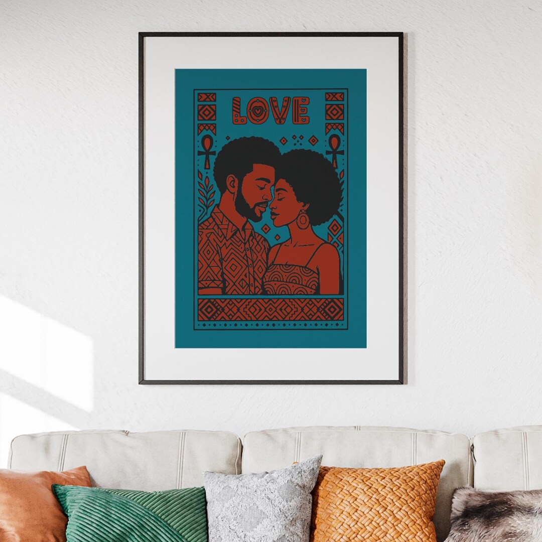 Ethnic African Printable Wall Art - Lovers, Afro-inspire Modern Decor ...